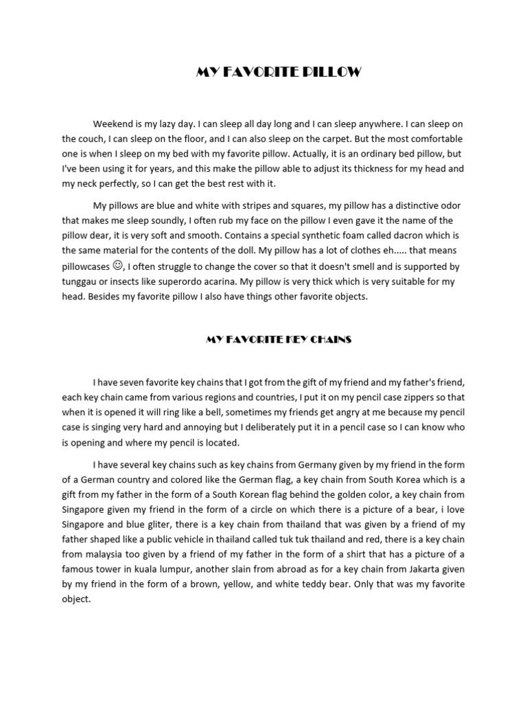 My Favorite Objects | PDF | Pillow | Furniture