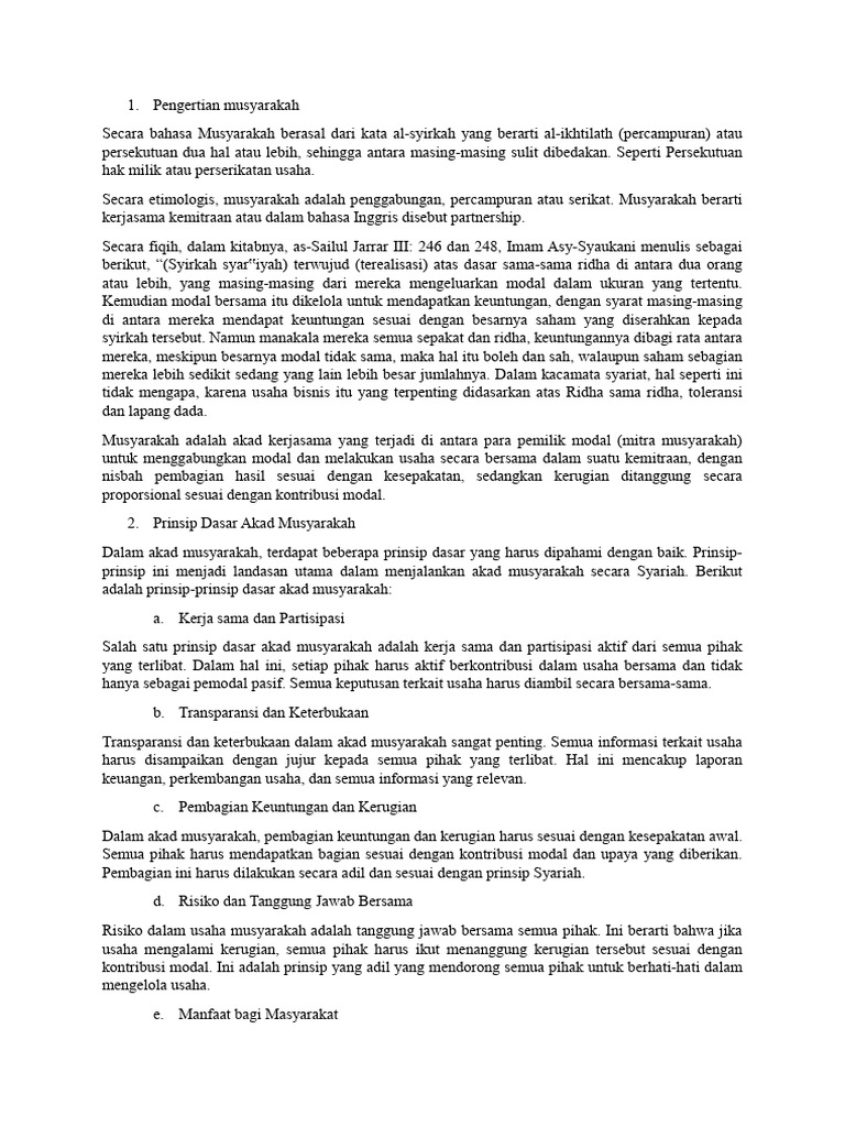 Musyarakah - Kelompok 3 - PS | PDF | Bisnis | Pengelolaan Keuangan & Uang