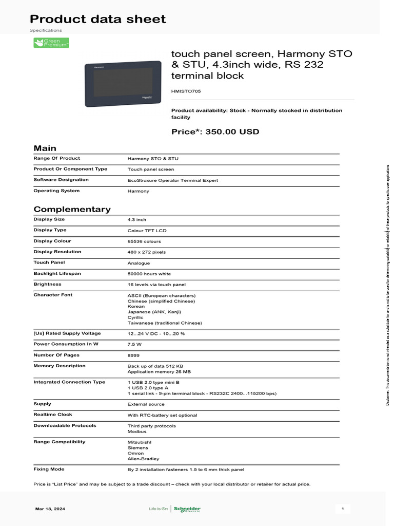 Schneider Electric - Harmony-STO-STU - HMISTO705 | PDF | Sustainability ...
