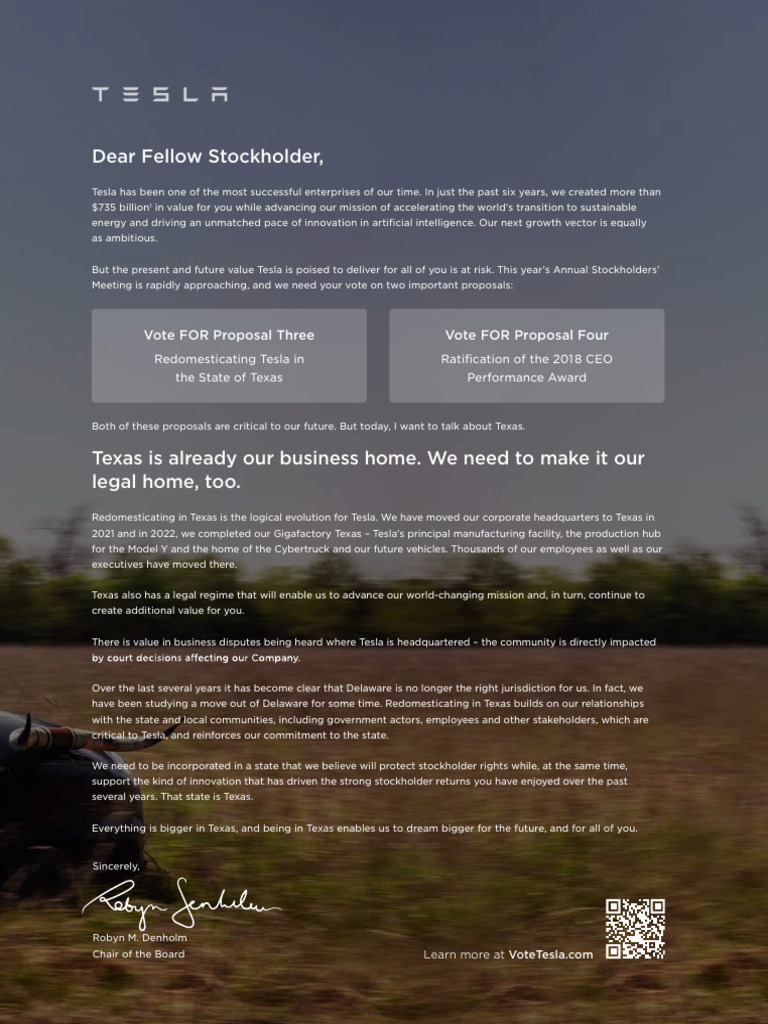 Tesla Letter To Stockholders May 28 2024 | PDF | U.S. Securities And ...