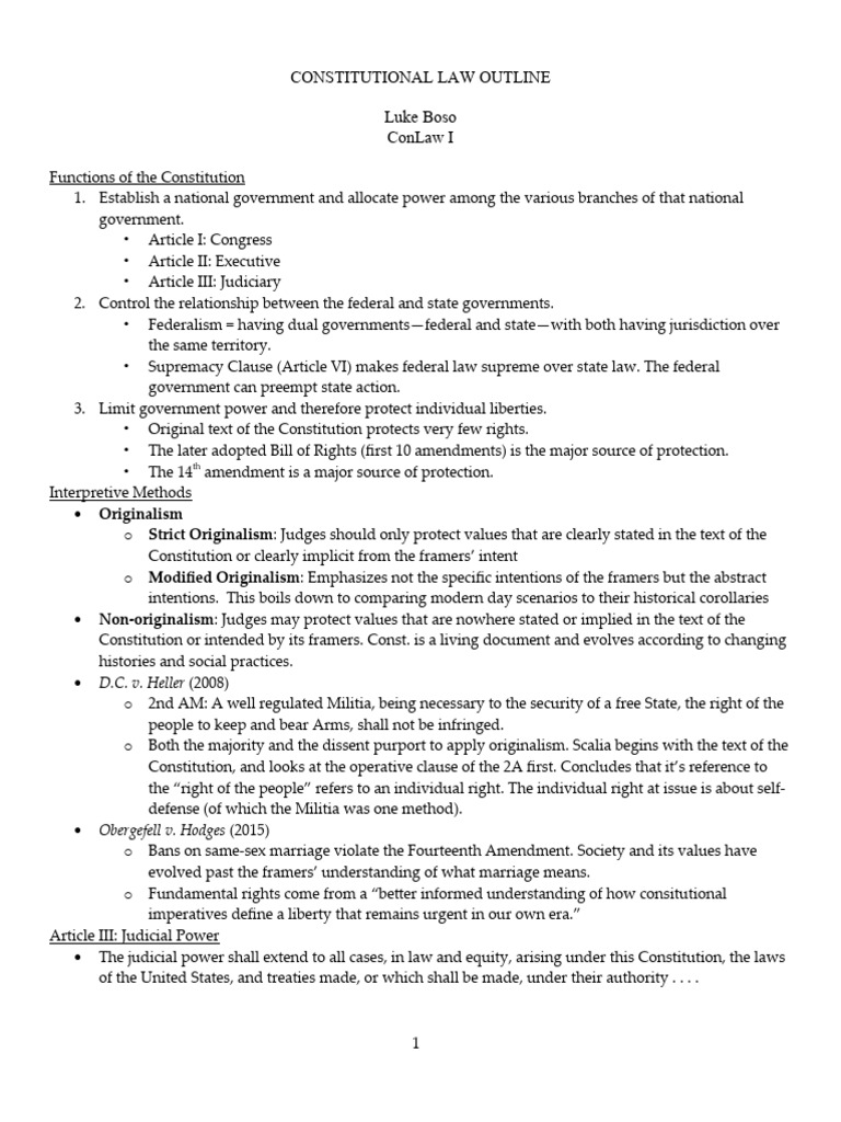 OutlineBoso ConLaw Fal Unlocked | PDF | Commerce Clause | Federal Preemption