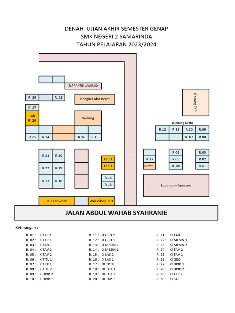 Denah Ujian SMK Negeri 2 Samarinda | PDF