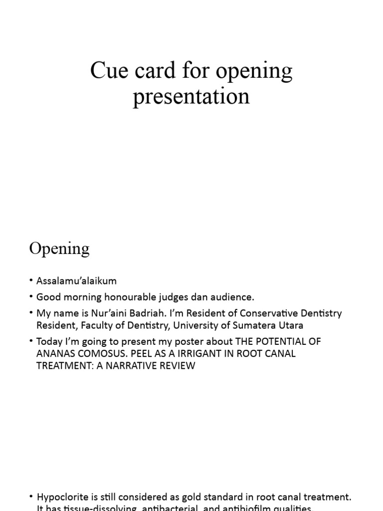 Cue Card For Opening Presentation | PDF
