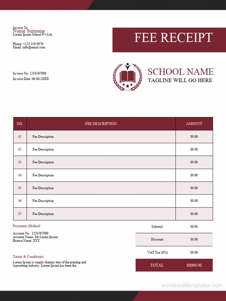 School Invoice & Fee Receipt | PDF