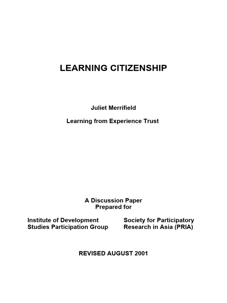 Learning Citizenship | PDF | Citizenship | Democracy