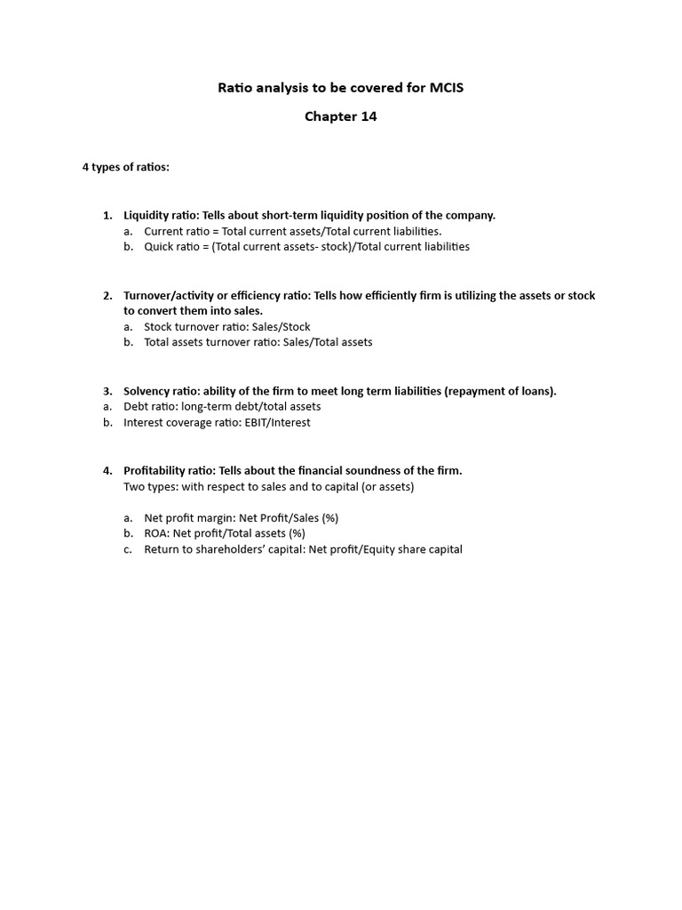 Ratio Analysis Numericals - chp14 | PDF | Equity (Finance) | Financial ...