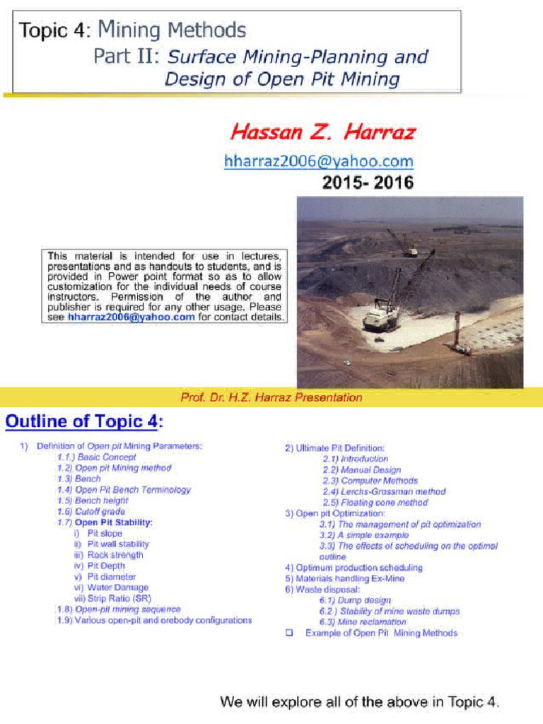 Open Pit Mine Planning Hassan | PDF