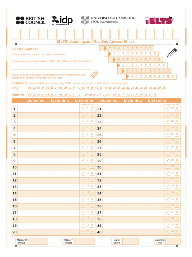 IELTS Answer Sheets | PDF