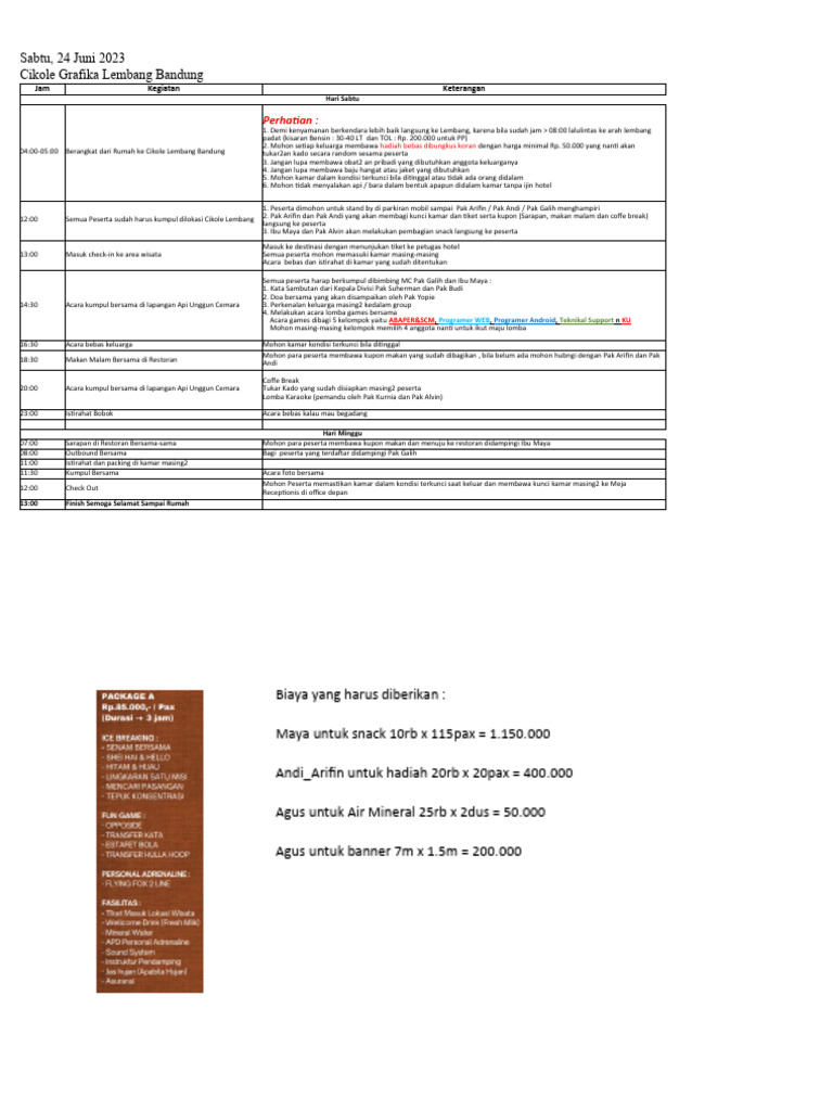 Rundown Acara Gathering | PDF