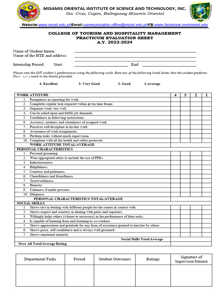 Practicum Evaluation Sheet | PDF | Behavioural Sciences | Behavior Modification