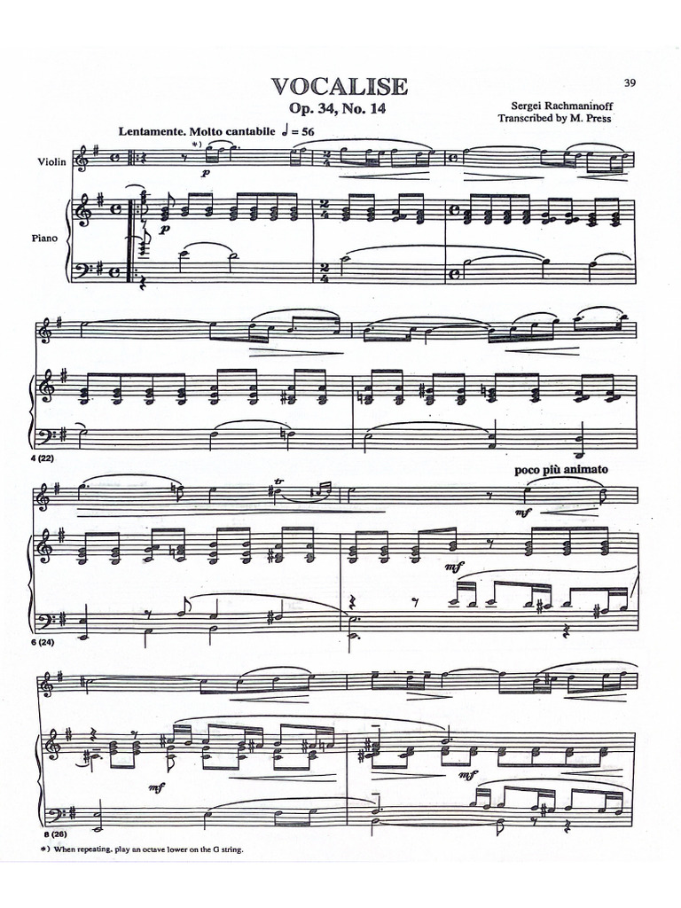 Rachmaninoff Vocalize and Sicilienne | PDF