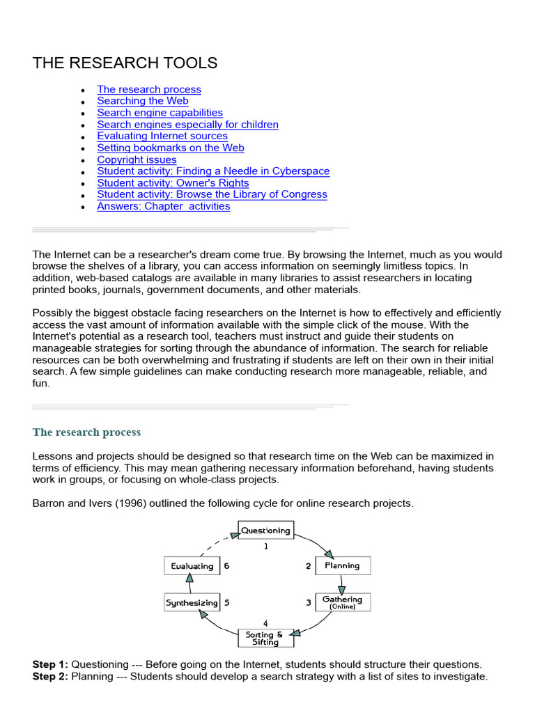 THE RESEARCH TOOLS | PDF | World Wide Web | Internet & Web