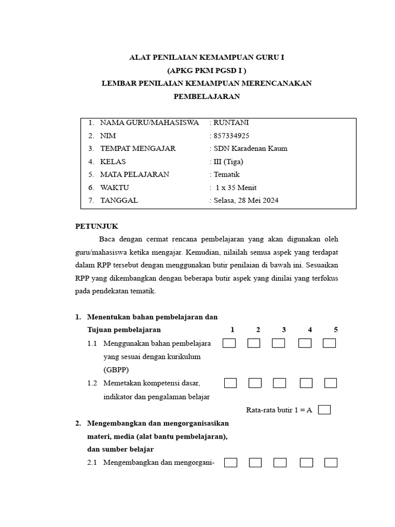 Apkg PKM PGSD 1 Lengkap Tematik Ujian | PDF | Seni