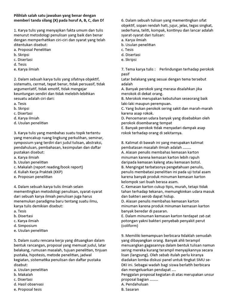 Latihan Soal PSAS Bahasa Indonesia Kelas XI | PDF