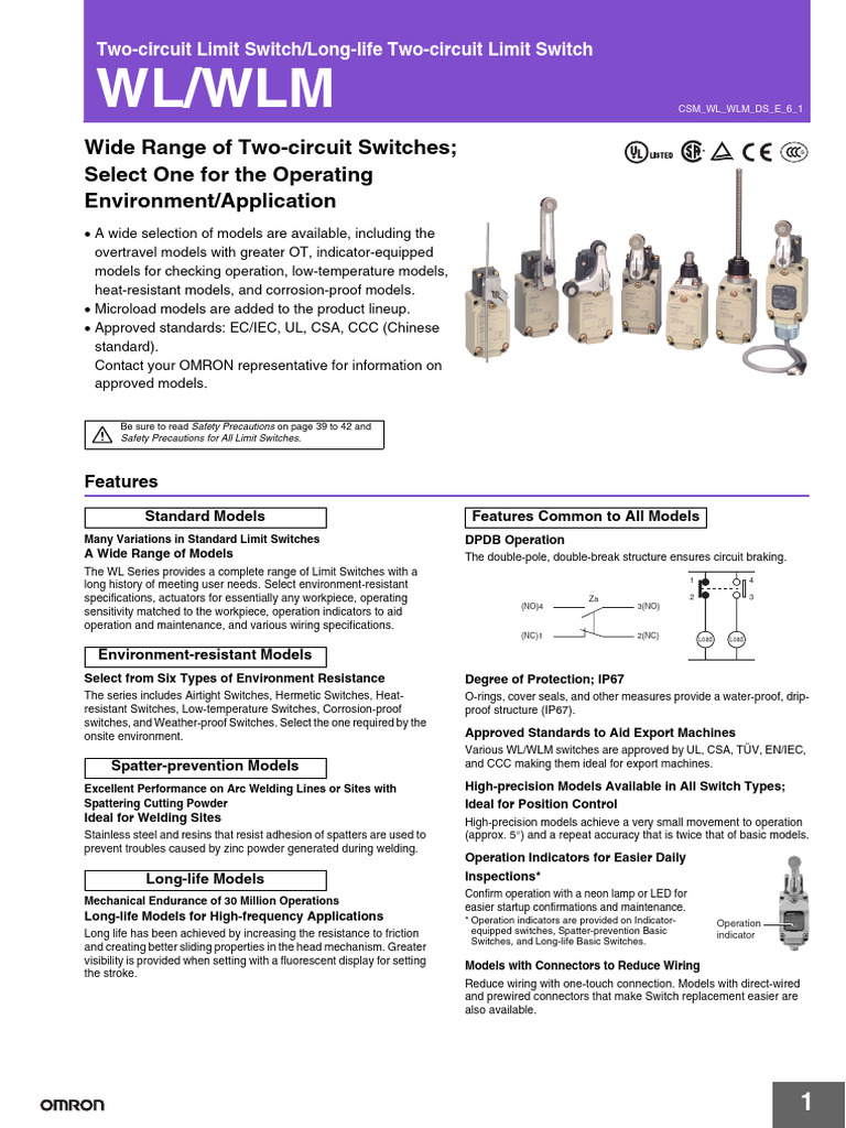Two-Circuit Limit Switch | PDF | Stainless Steel | Switch