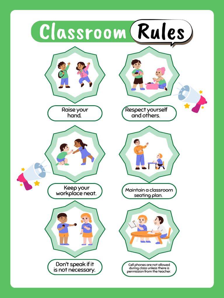 Blue and Orange Funny Classroom Rules Poster | PDF