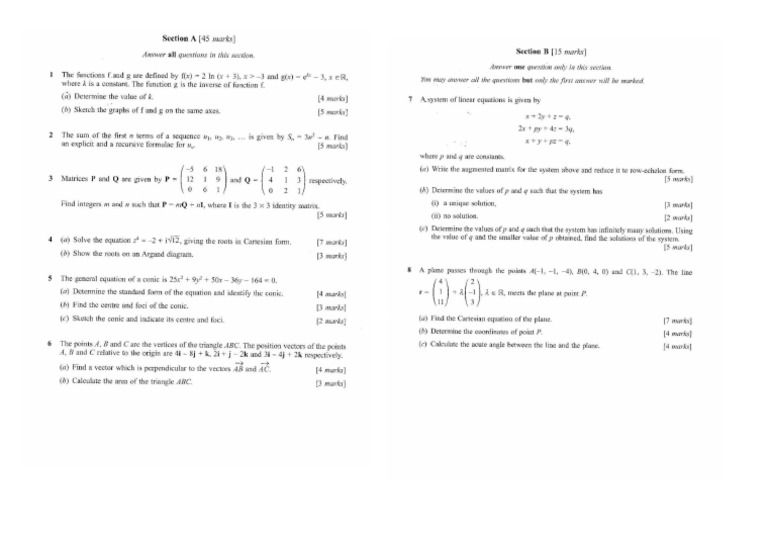Mathematics T Sem 1 2017 | PDF