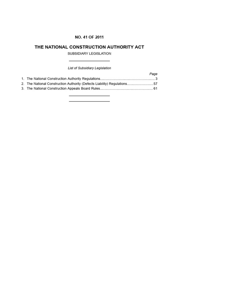 NationalConstructionAuthorityAct41of2011 Subsidiary | PDF | Joint Venture | Employment