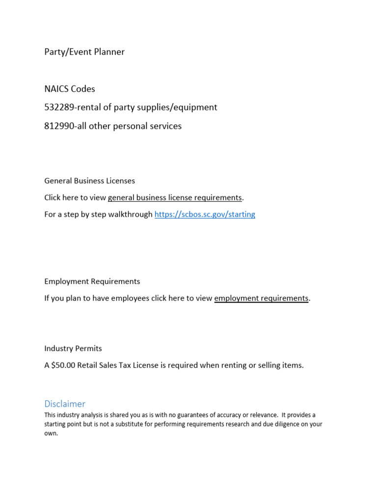 Party/Event Planner Business Guide | PDF