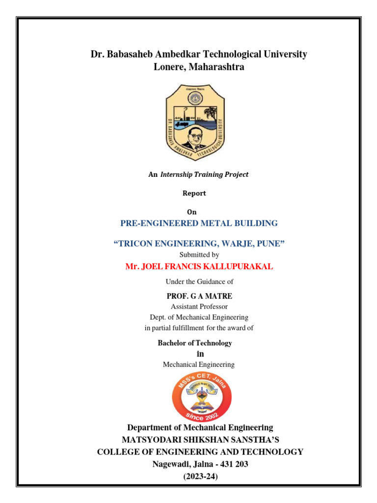 INTERNSHIP - Tricon Engineering Pune JOEL | PDF | Structural Analysis | Truss