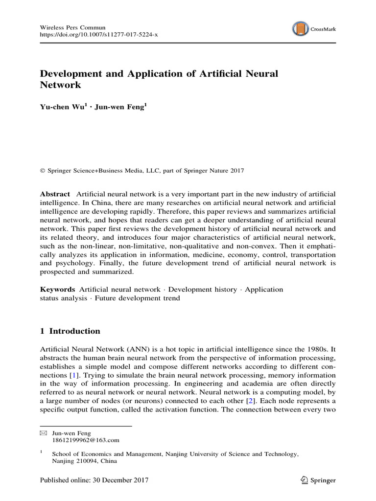 Development and Application of Artificial Neural Network | PDF ...
