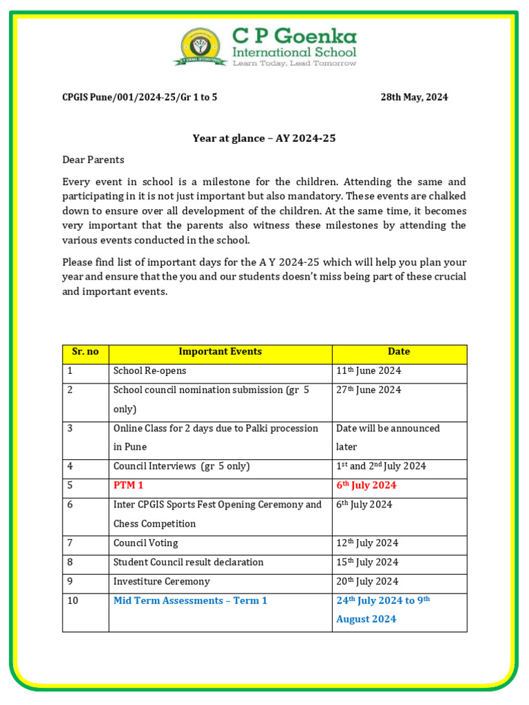 Circular 2024-25 | PDF
