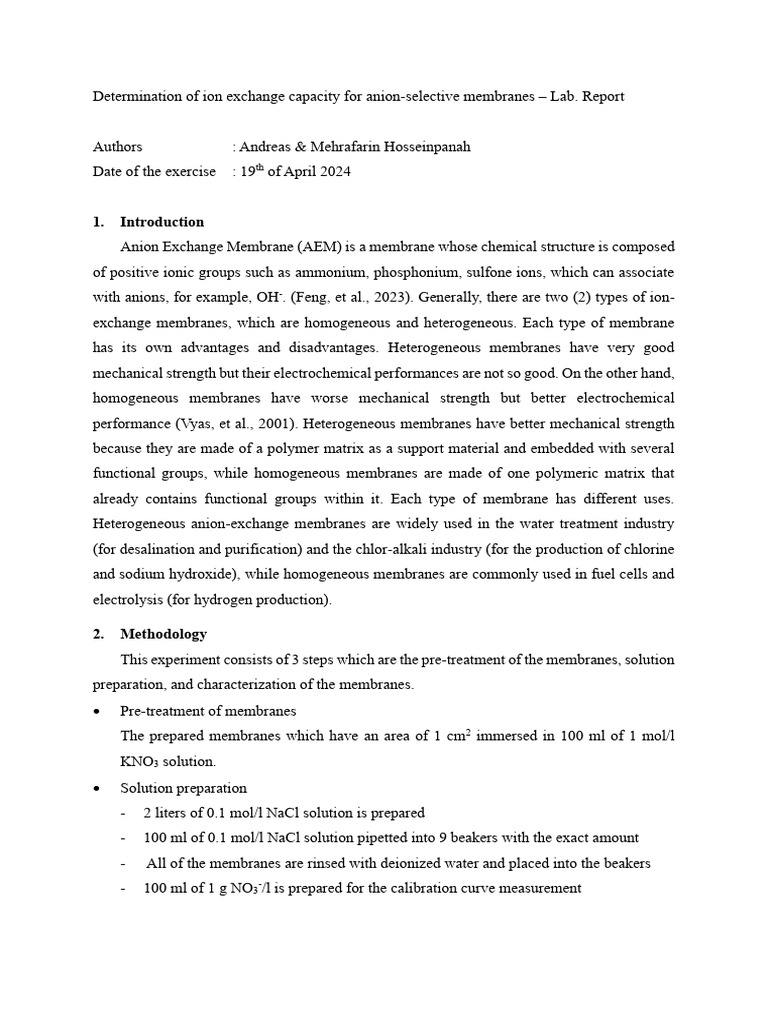 Lab6 Report | PDF | Membrane | Analytical Chemistry