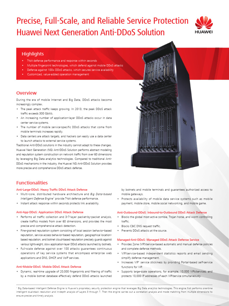 Technical Specifications of Huawei Firewall Anti-DDoS | PDF | Denial Of ...