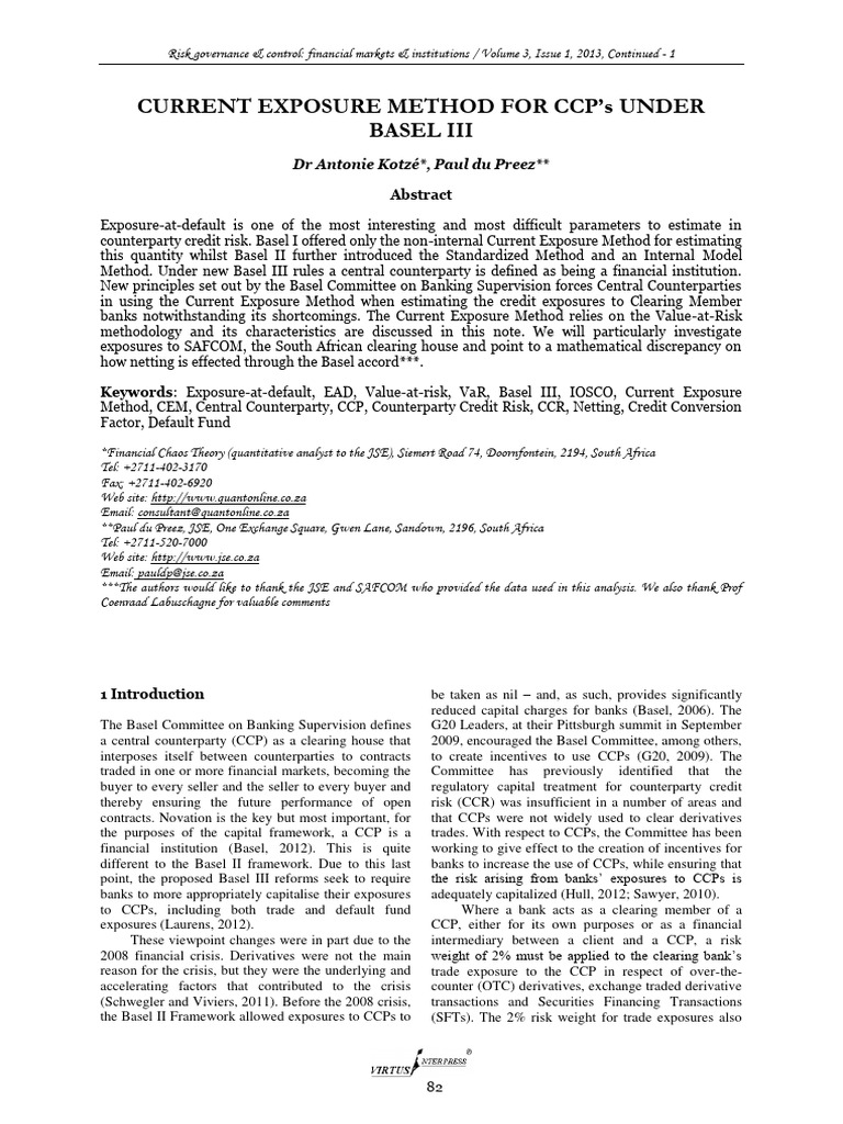 Current Exposure Method For CCPs Under Basel III | PDF | Derivative ...