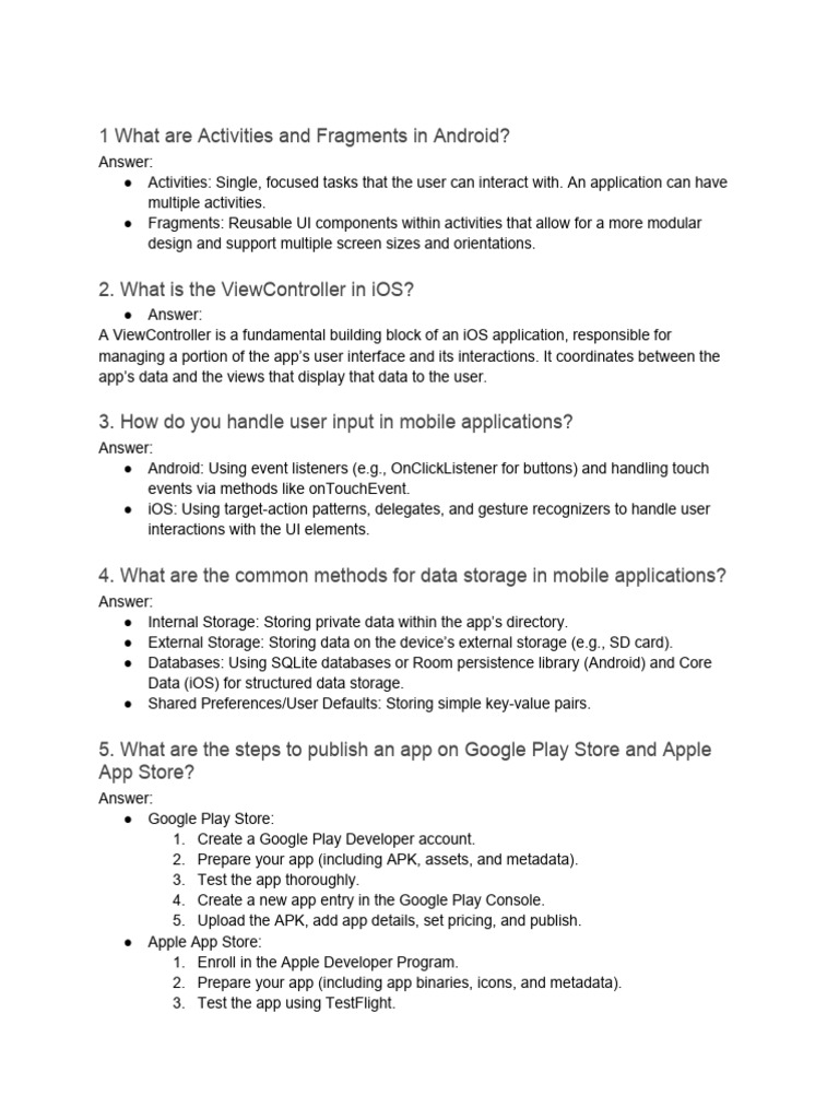Fundamentals of Mobile Programming Answer Sheet 2 | PDF