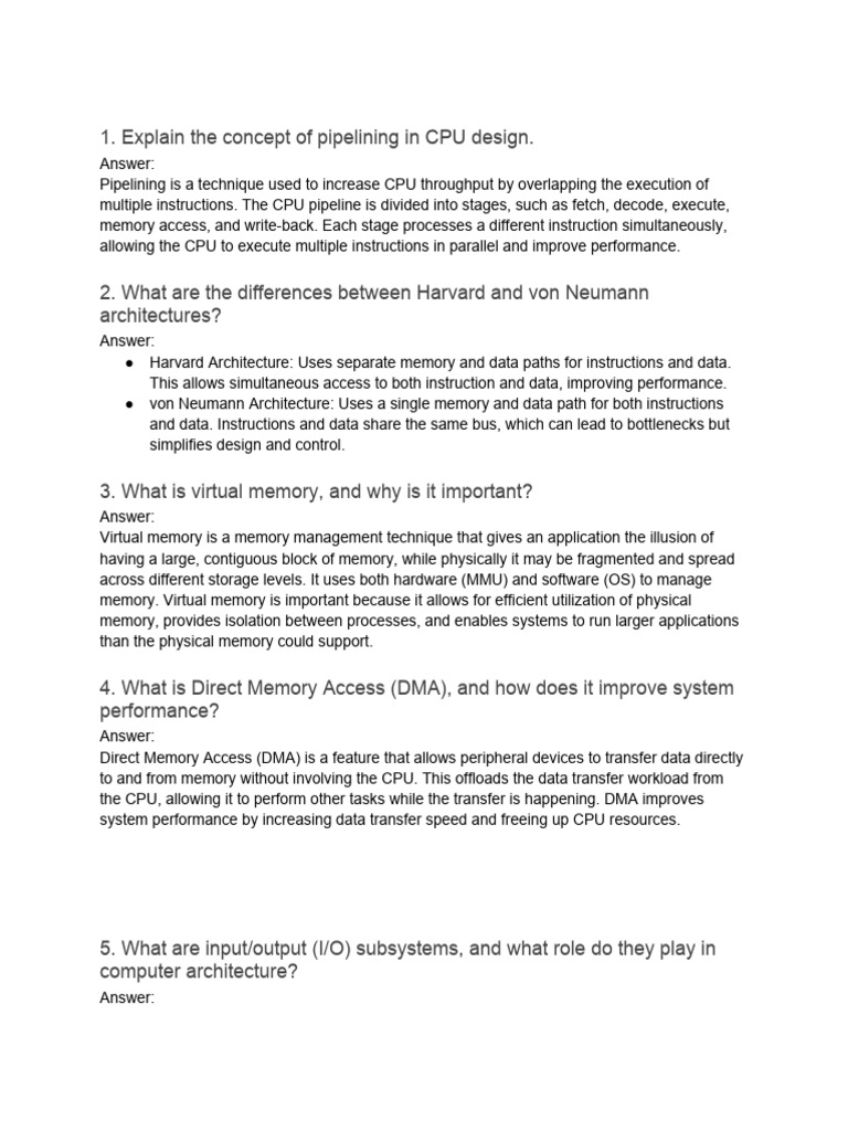 Computer Systems Architecture Answer Sheet 2 | PDF