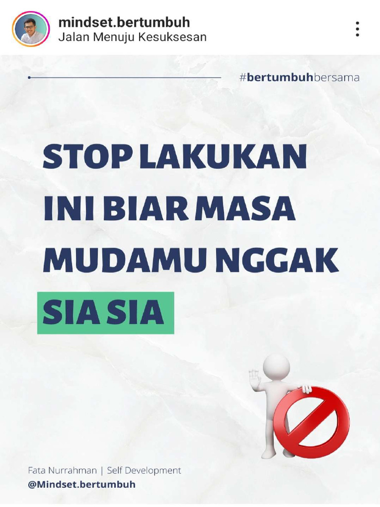 Stop Lakukan Ini Agar Masa Muda Tdk Sia Sia | PDF