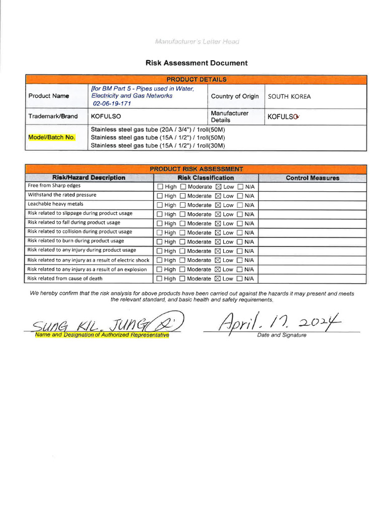 Risk Assessment Document | PDF