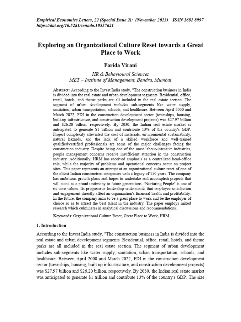 Dr. Farida Virani - Exploring An Organizational Culutre Reset - Towards A Great Place To Work ...