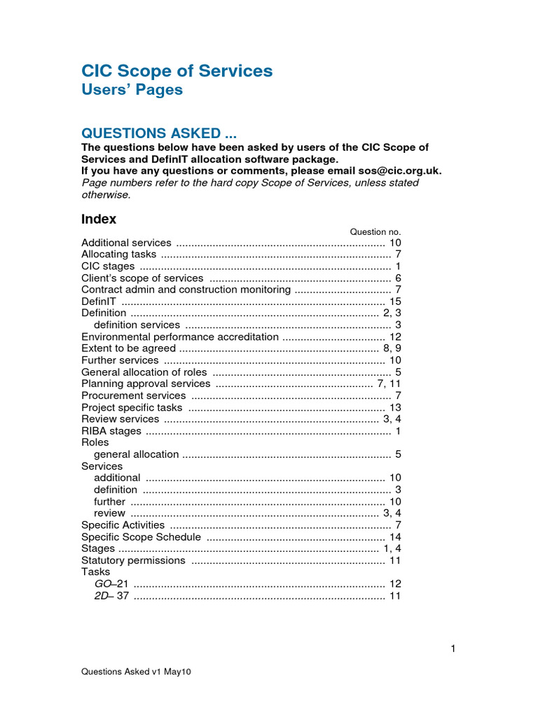 Cic Scope of Services Fqa | PDF | Consultant | Business