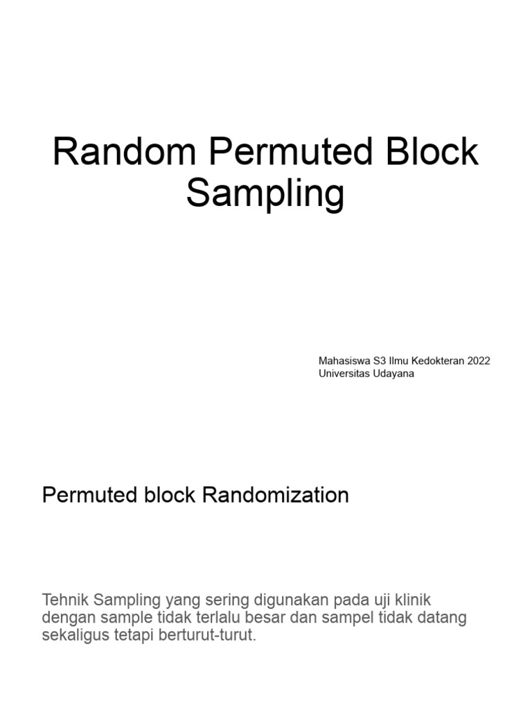 Permuted Block | PDF | Metode & Bahan Ajar | Kesehatan Holistik