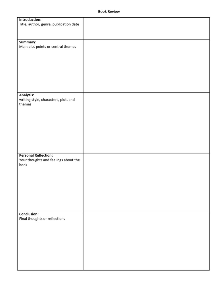 Book Review Format | PDF | General Fiction