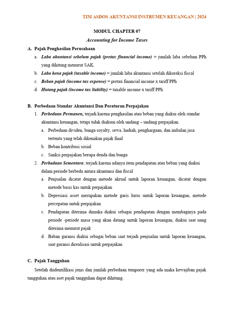 Modul 07 - Accounting For Income Taxes | PDF