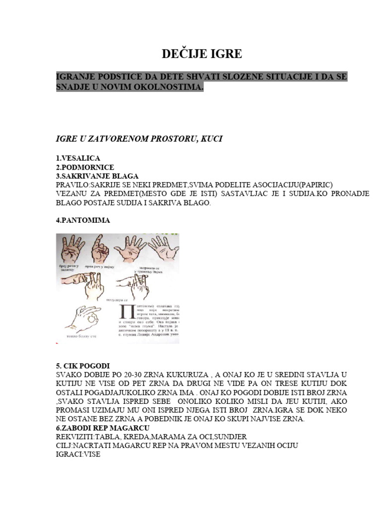 Dečije Igre | PDF