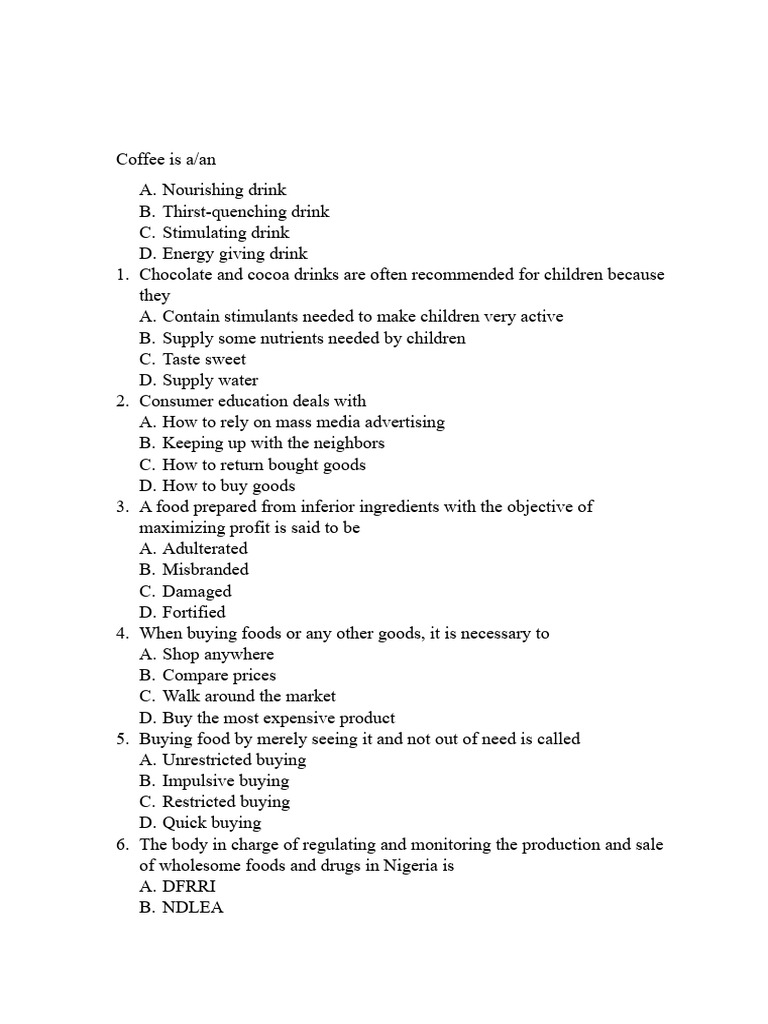 Food and Nutrition Exam Questions | PDF | Vitamin | Foods