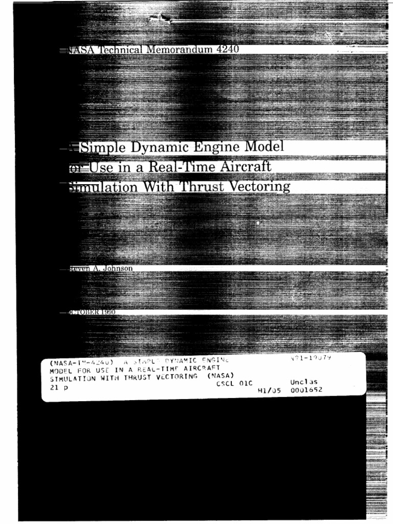 NASA-TM-4240 A Simple Dynamic Engine Model For Use in A Real-Time ...
