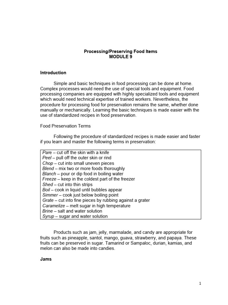 Food Preservation Techniques Explained | PDF | Fruit Preserves | Pickling