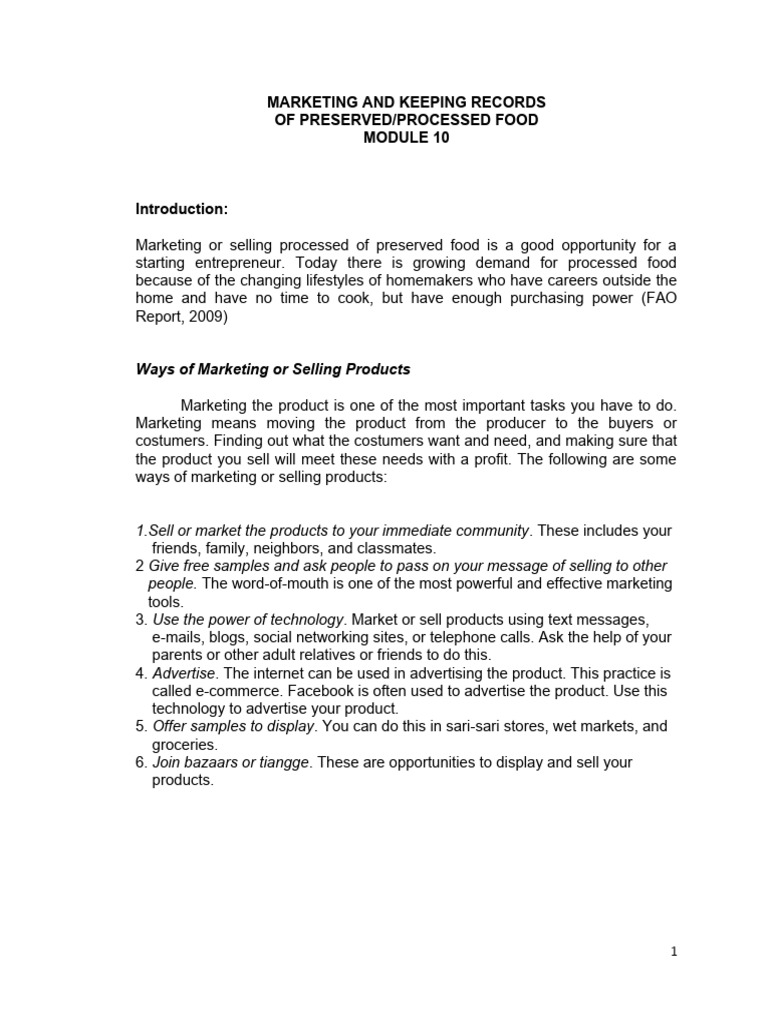 Marketing Processed Food Effectively | PDF | Fruit Preserves | Prices