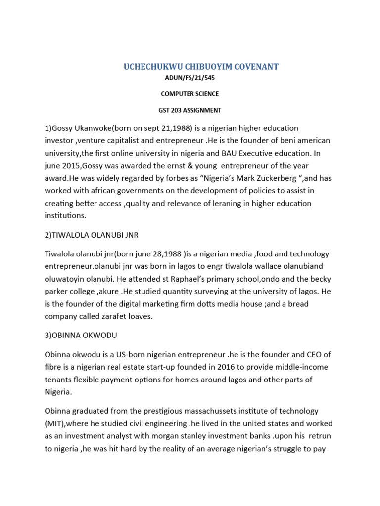 Uchechukwu Chibuoyim Covenant | PDF | Economies | Business