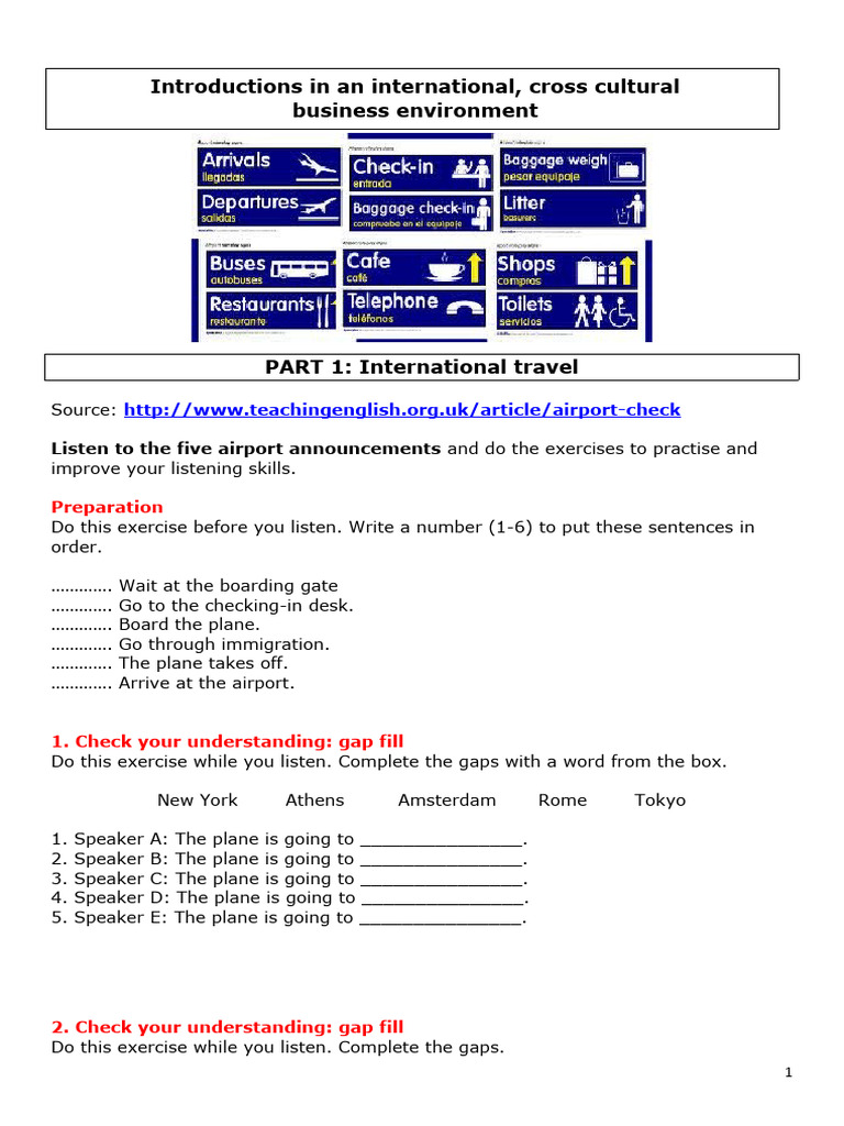 Part 1 - Introductions in A Business Context - WORKSHEET | PDF