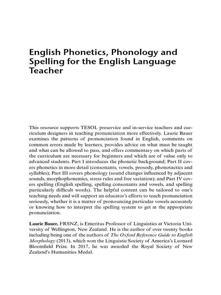 English Phonetics, Phonology and Spelling For The English Language ...