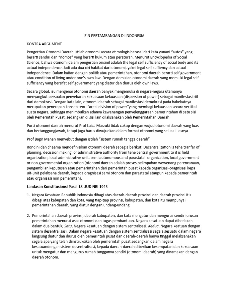 Otonomi Daerah dan Desentralisasi di Indonesia | PDF