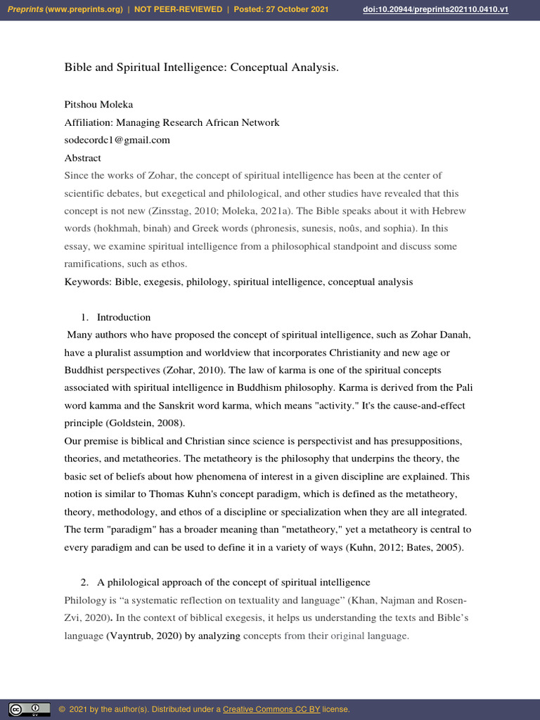 Bible and Spiritual Intelligence | PDF | Wisdom | God