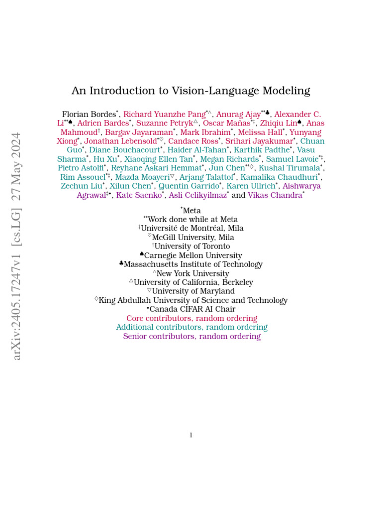 An Introduction To Vision-Language Modeling: Aishwarya Agrawal Kate ...