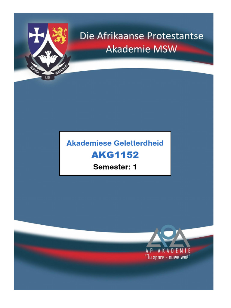 AKG1152 Studiegids 2022 - Leereenheid 1 | PDF